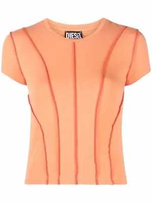 DIESEL® Exposed-seam Detail T-shirt - Orange
