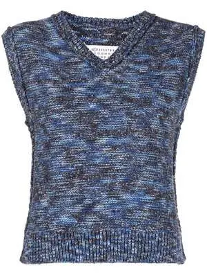 MAISON MARGIELA Mélange Knit Vest - Blue