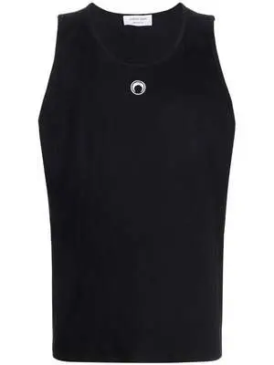 MARINE SERRE Crescent Moon Logo-embroidered Tank Top - Black