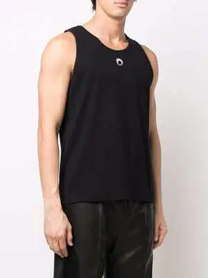 MARINE SERRE Crescent Moon Logo-embroidered Tank Top - Black