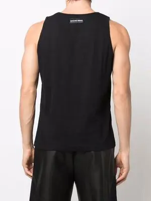 MARINE SERRE Crescent Moon Logo-embroidered Tank Top - Black