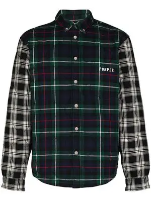 PURPLE BRAND Plaid Logo Quilted Shirt