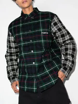 PURPLE BRAND Plaid Logo Quilted Shirt