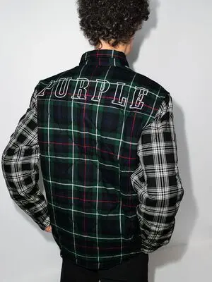 PURPLE BRAND Plaid Logo Quilted Shirt