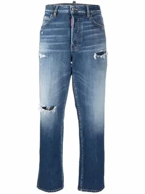 Dsquared2 Distressed Straight-leg Jeans - Blue