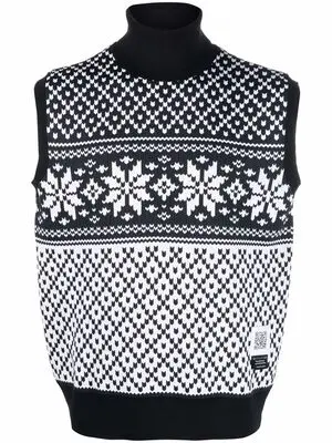 FUMITO GANRYU Embroidered Roll-neck Sleeveless Jumper