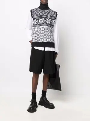 FUMITO GANRYU Embroidered Roll-neck Sleeveless Jumper