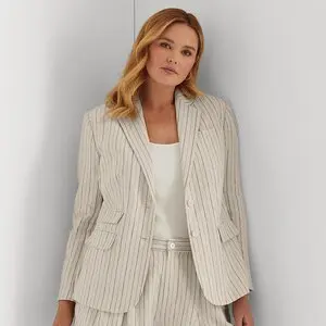 Ralph Lauren Striped Linen-blend Blazer - Blue/cream Multi