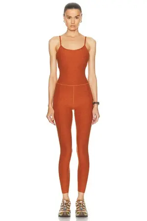 Beyond Yoga Beyond Yoga Spacedye Uplevel Midi Jumpsuit Warm Clay Heather