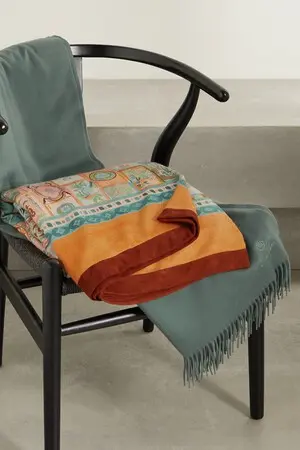 Loro Piana Suede-trimmed Brushed-cashmere Throw