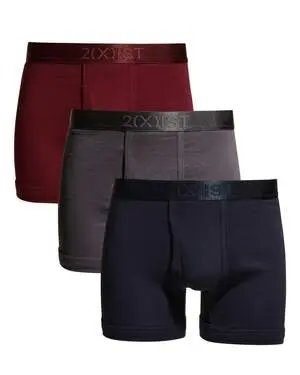 2(X)Ist Men & Apos;s 3-pack Pima Cotton Boxer Briefs Navy Blazertawny