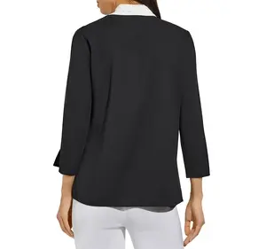 Misook Contrast Tie V-neck Crepe De Chine Blouse
