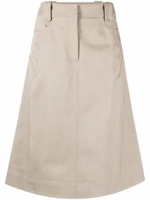 Alberta Ferretti Four-pocket Cotton A-line Skirt - Neutrals