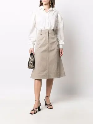 Alberta Ferretti Four-pocket Cotton A-line Skirt