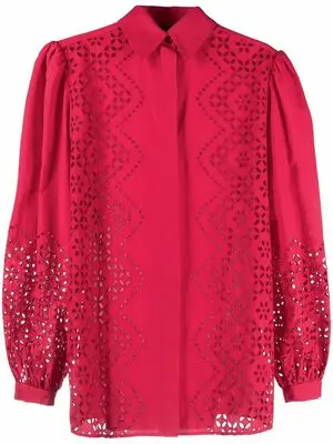 Alberta Ferretti Embroidered Cotton-blend Shirt - Pink