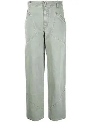 Alberta Ferretti High-waisted Cotton Trousers - Green