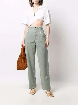Alberta Ferretti High-waisted Cotton Trousers