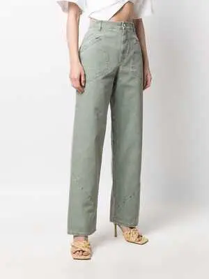 Alberta Ferretti High-waisted Cotton Trousers