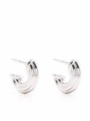 MISSOMA Ridge Hoop Huggie Earrings - Silver