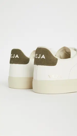 VEJA Campo Calfskin Leather Sneakers With Suede Trim - Extra White/khaki