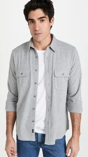 Faherty Brand Legend Sweater Shirt - Fossil Grey Twill
