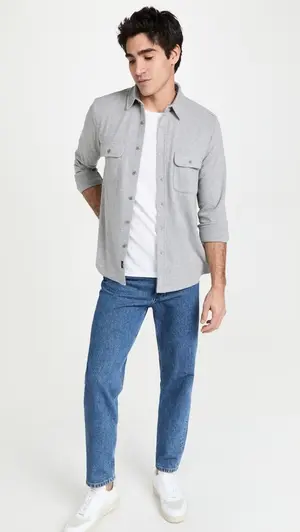 Faherty Brand Legend Sweater Shirt - Fossil Grey Twill