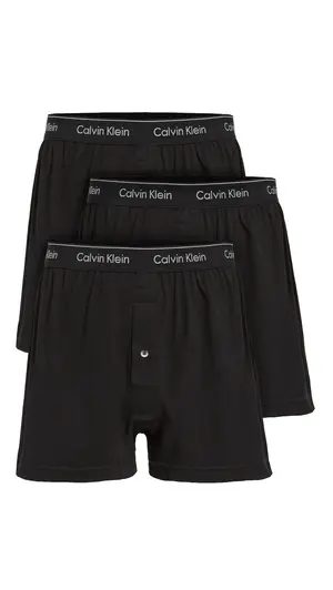 Calvin Klein Cotton Classic Fit Knit Boxers 3 Pack - Black