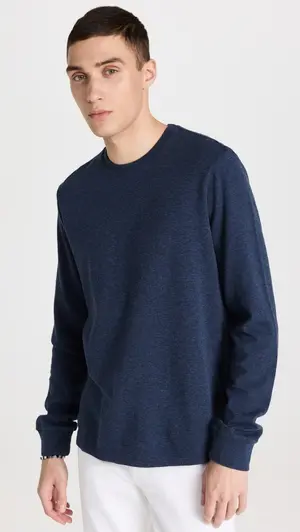 FRAME Long Sleeve Crewneck Top - Heather Midnight