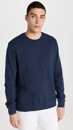 FRAME Long Sleeve Crewneck Top - Heather Midnight