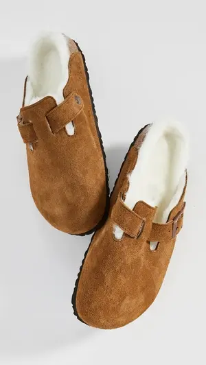 BIRKENSTOCK Boston Shearling Clogs - Mink Natural