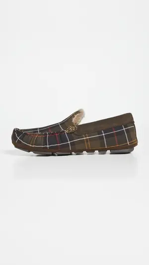 Barbour Suede Monty Slippers - Classic Tartan