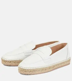 GIANVITO ROSSI Lido Leather Espadrille Loafers - White