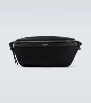 Saint Laurent Leather Trimmed Belt Bag - Black