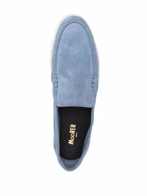 MOORER Suede Slip-on Loafers - Blue