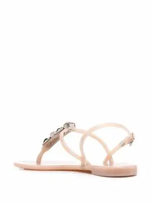 Casadei Crystal-embellished Jelly Sandals - Neutrals