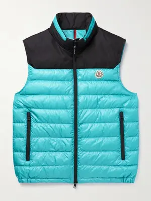 Moncler Ortac Logo-appliquéd Colour-block Quilted Shell Down Gilet - Blue