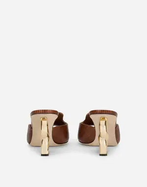 Dolce & Gabbana Iguana-print Calfskin Mules With Dg Pop Heel