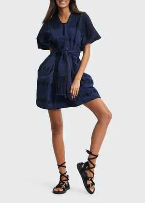 PIPPA HOLT Geo Three-Panel Mini Kaftan - Navy Black