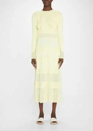 Lela Rose Ruffle Pointelle Knit Maxi Dress In Limoncello - 60% Off |  Editorialist