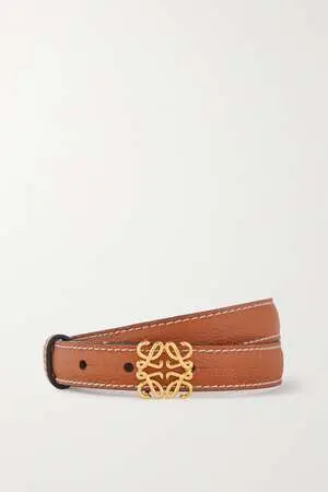 Loewe LOEWE Anagram Textured-Leather Belt Tan