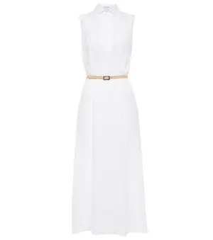 loro piana linen shirt dress Lora linen midi dress - beige