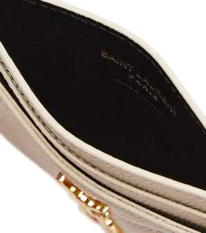 Saint Laurent Monogram Leather Card Holder - White