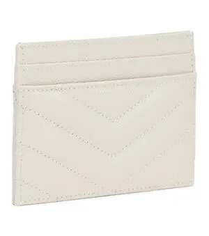 Saint Laurent Monogram Leather Card Holder - White