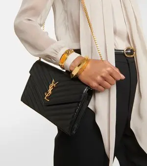 Saint Laurent Cassandre Matelassé Leather Bag - Black