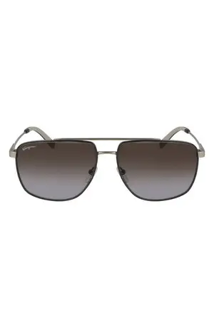 FERRAGAMO 60mm Gradient Navigator Sunglasses - Matte Gold/brown
