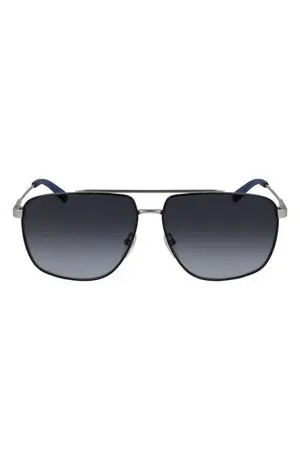 FERRAGAMO 60mm Gradient Navigator Sunglasses - Matte Light Ruthenium/grey