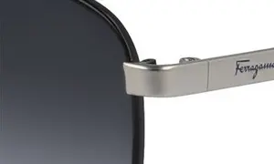 FERRAGAMO 60mm Gradient Navigator Sunglasses - Matte Light Ruthenium/grey