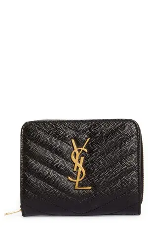 Saint Laurent Monogram Matelassé Leather Wallet - 1000 Nero