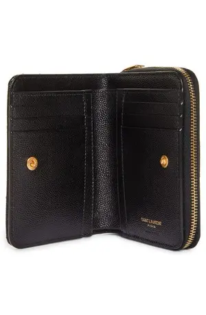 Saint Laurent Monogram Matelassé Leather Wallet - 1000 Nero