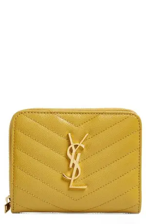 Saint Laurent Monogram Matelassé Leather Wallet Chartreuse